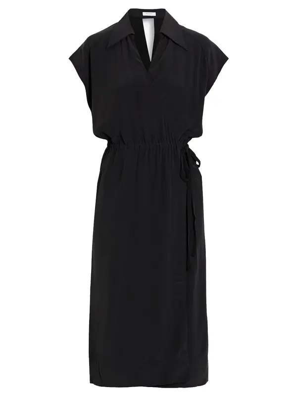 Equipment Karina Washed-silk Midi Wrap Dress - Black
