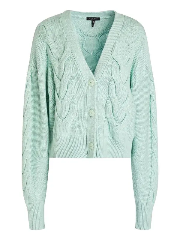 Rag & Bone Taylor Cable-knit Cotton And Cashmere-blend Cardigan - Mint