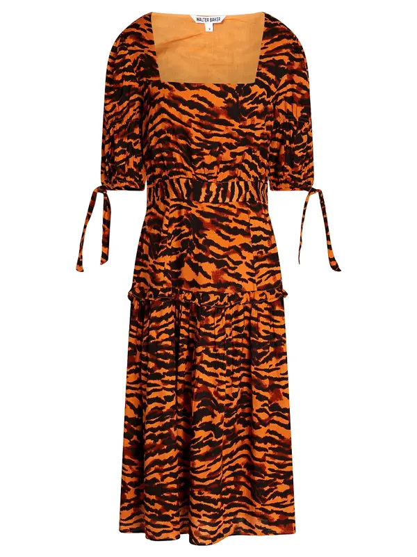 Walter Baker Yosline Tiger-jacquard Midi Dress - Animal Print