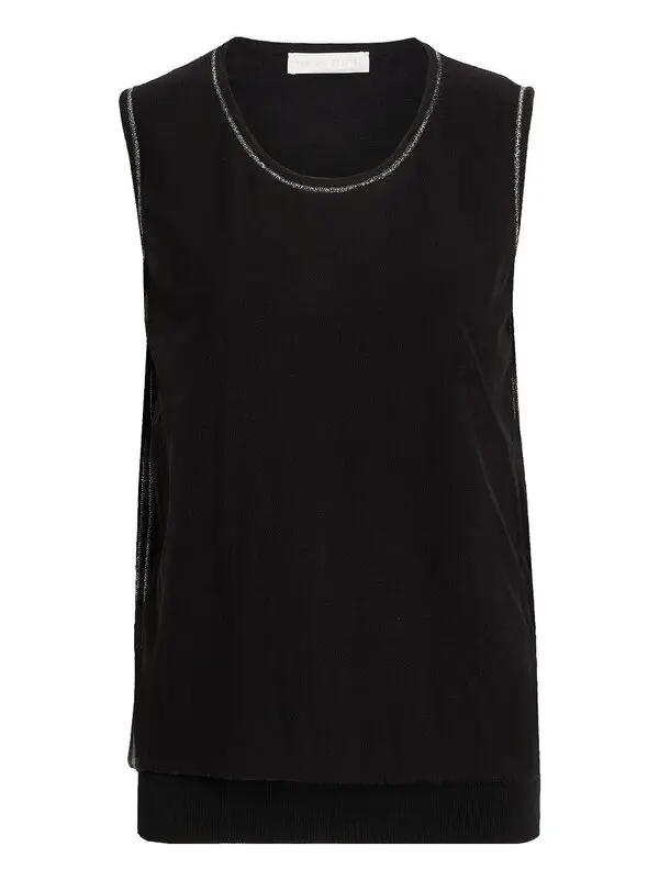 Fabiana Filippi Layered Tulle And Cotton-jersey Top - Black