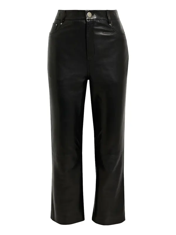Walter Baker Selma Cropped Leather Bootcut Pants - Black