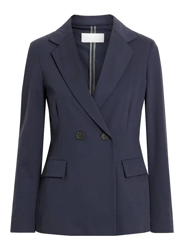Fabiana Filippi Double-breasted Cotton-blend Blazer - Midnight Blue