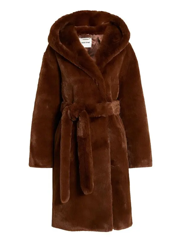 Each X Other Faux Fur Hooded Coat - Brown