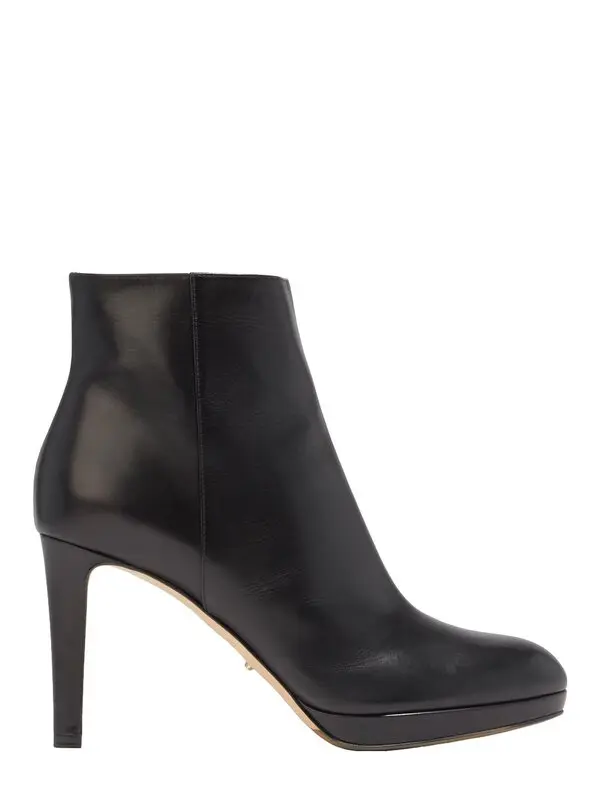 SERGIO ROSSI Leather Platform Ankle Boots - Black