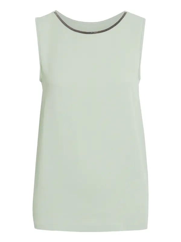 Fabiana Filippi Bead-embellished Crepe De Chine Tank - Sage Green