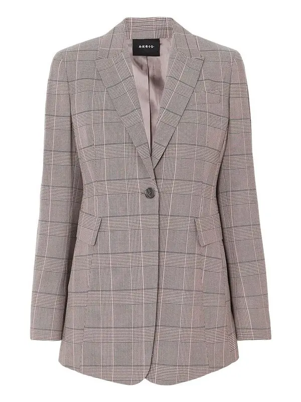 Akris Checked Wool Blazer - Brown