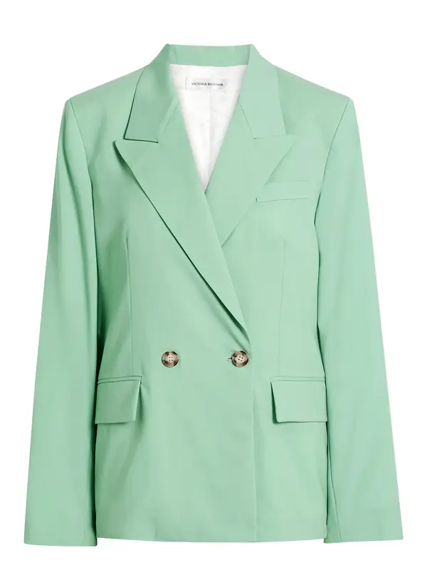 Victoria Beckham Double-breasted Wool Blazer - Mint