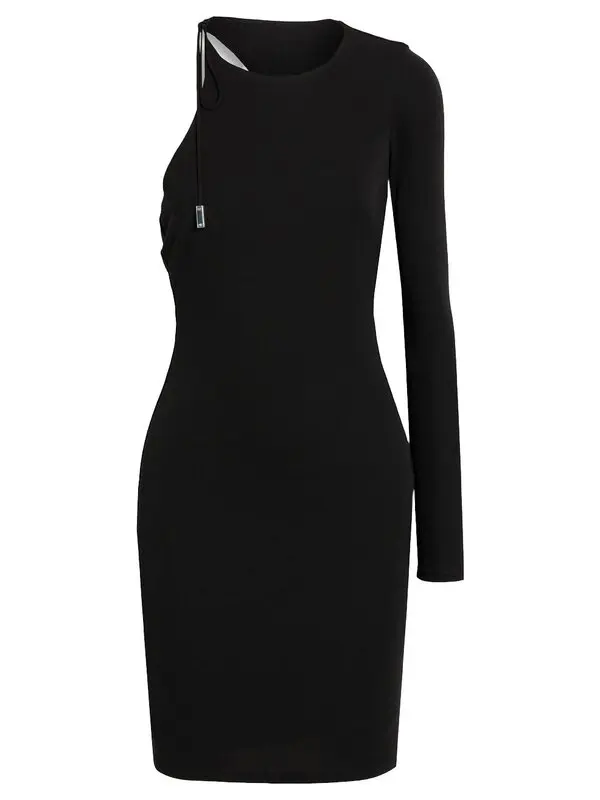 Halston Kayleigh Onesleeve Cutout Jersey Mini Dress - Black