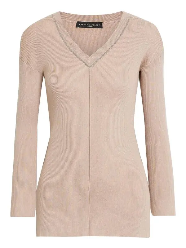 Fabiana Filippi Ribbed Cashmere And Silk-blend Sweater - Blush