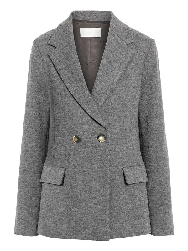 Fabiana Filippi Double-breasted Merino Wool Blazer - Anthracite