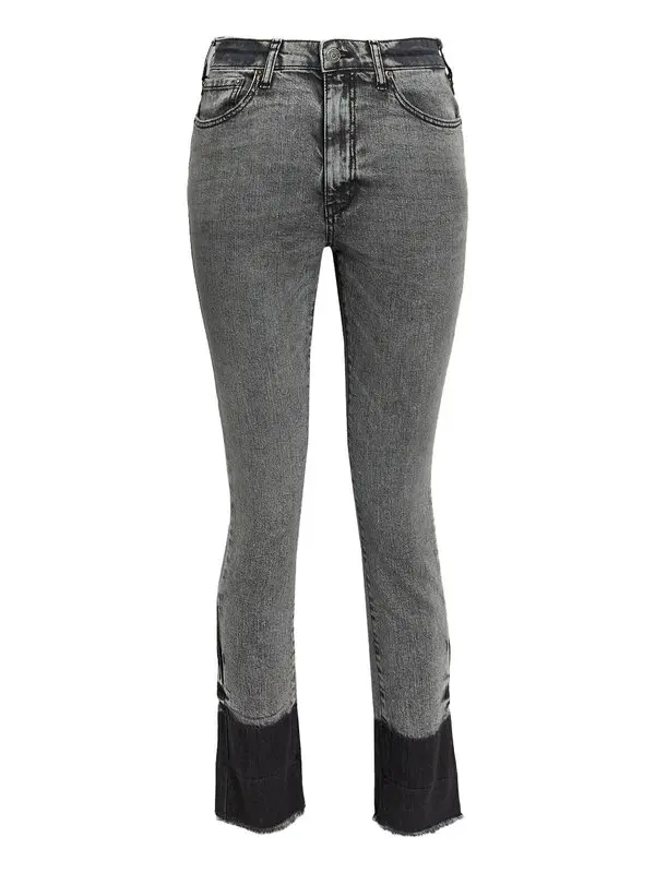 SEROYA High-rise Two-tone Slim-leg Jeans - Gray