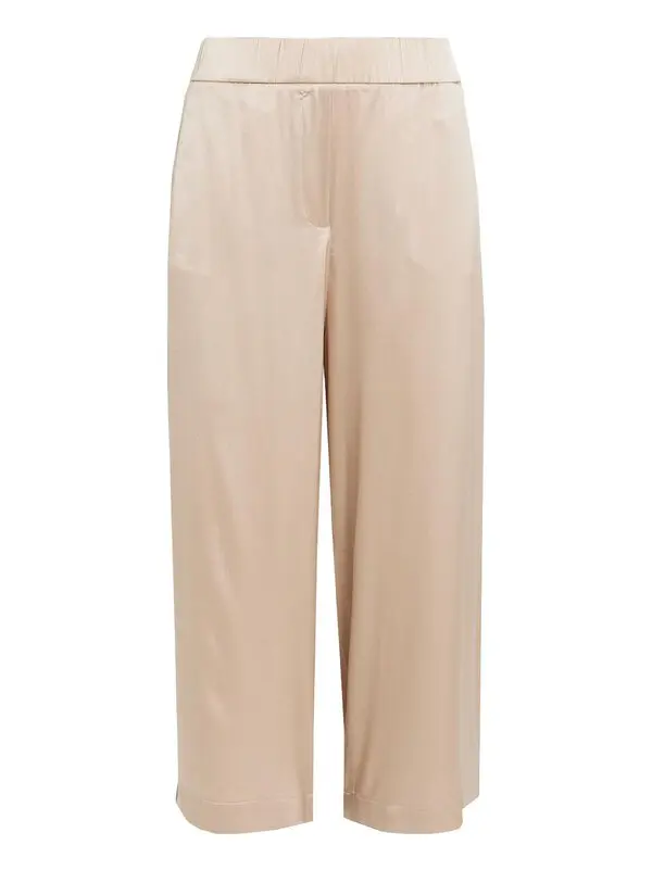 Fabiana Filippi Cropped Striped Stretch-silk Satin Wide-leg Pants - Blush