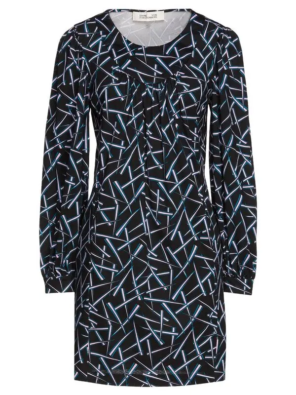 Diane Von Furstenberg Noelle Gathered Printed Mini Dress - Black