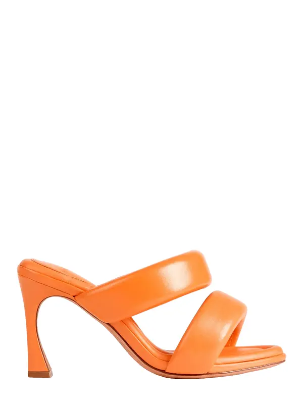 ALEXANDRE BIRMAN Lilla 85 Padded Leather Mules - Orange