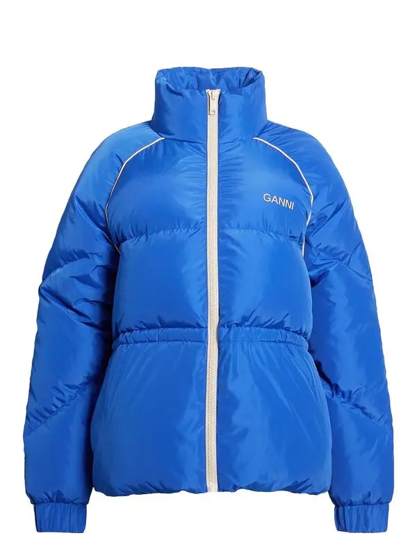 GANNI Appliquéd Quilted Shell Jacket - Blue