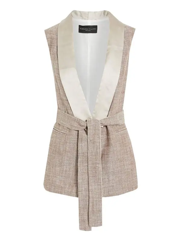 Fabiana Filippi Belted Tweed Vest - Taupe