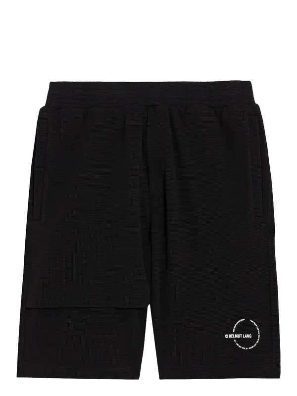 Helmut Lang Printed Layered Waffle-knit Cotton Shorts - Black
