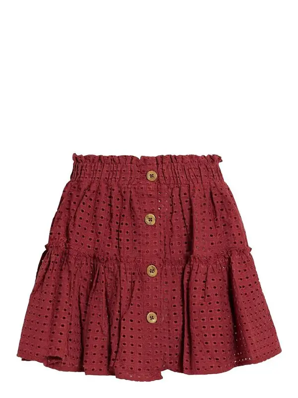 Eberjey Nellie Broderie Anglaise Mini Skirt - Brick