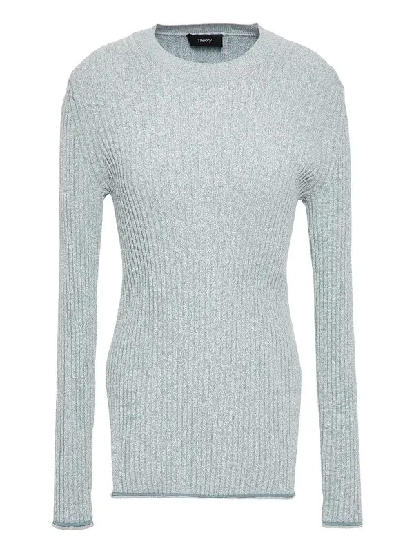 Theory Mouline Ribbed-knit Sweater - Sky Blue