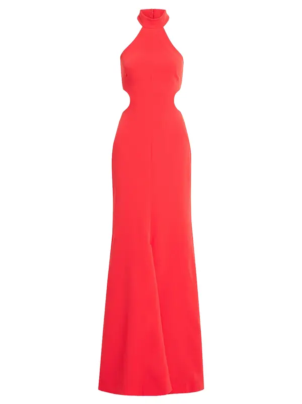 Cinq À Sept Melba Cutout Crepe Halterneck Gown - Tomato Red