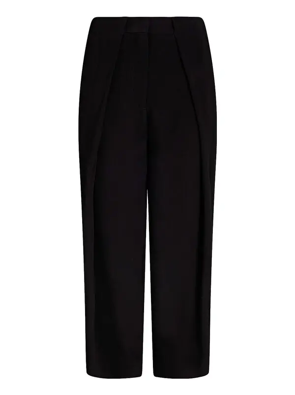 Balmain Cropped Crepe Tapered Pants - Black