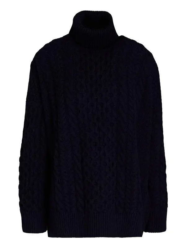 &daughter Daughter Annis Cableknit Wool Turtleneck Sweater - Navy
