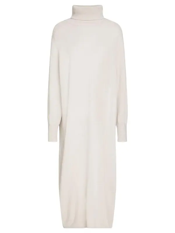 Arch4 Lily Brushed Cashmere Midi Turtleneck Dress - Ivory