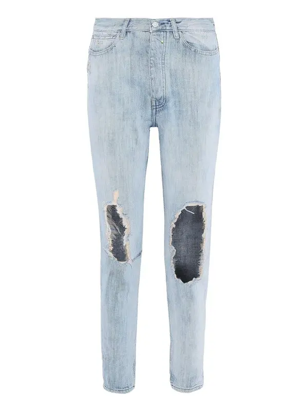 IRO PARIS Barbara Distressed High-rise Straight-leg Jeans - Light Blue