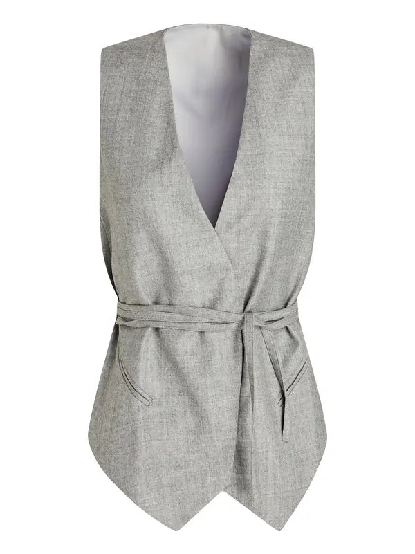 Brunello Cucinelli Bead-embellished Metallic Wool-blend Vest - Gray
