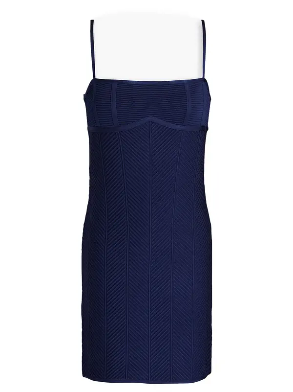 Herve Leger Ribbed Bandage Mini Dress - Navy