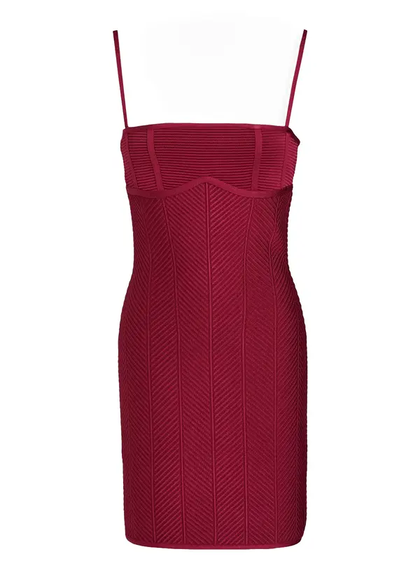 Herve Leger Ribbed Bandage Mini Dress - Plum