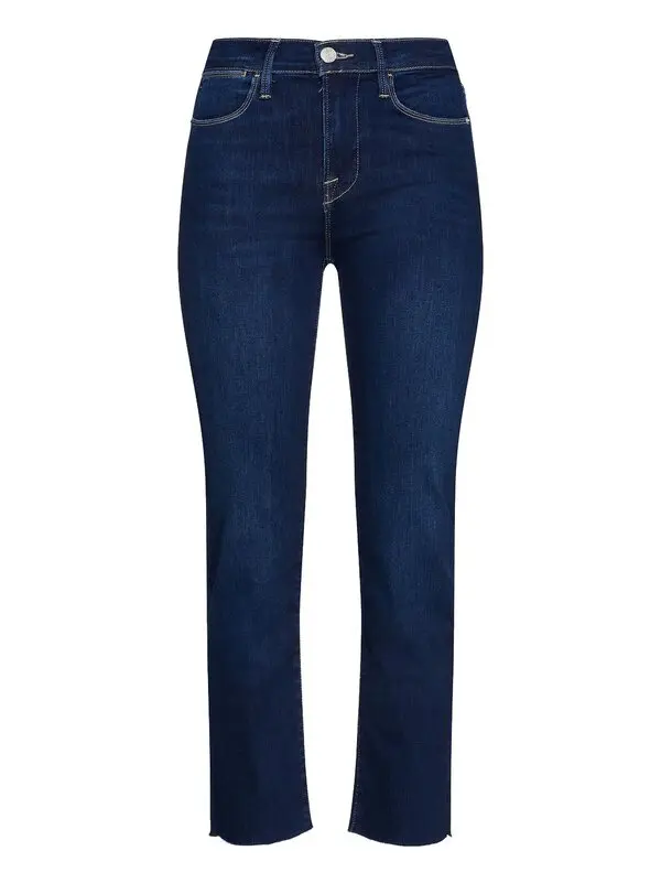 FRAME Le High Straight Cropped Jeans - Dark Denim