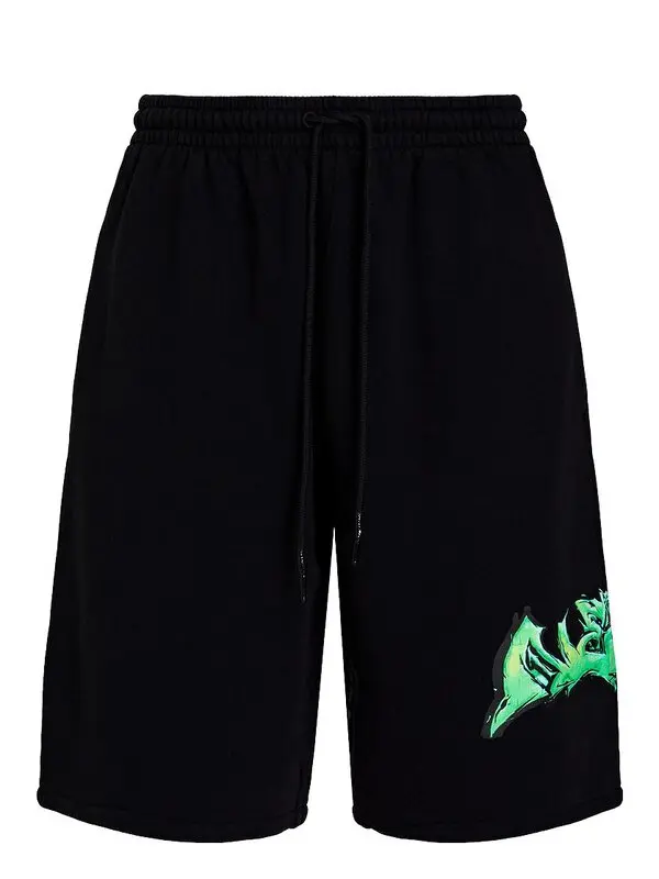Off-White Printed Cotton-fleece Shorts - Black