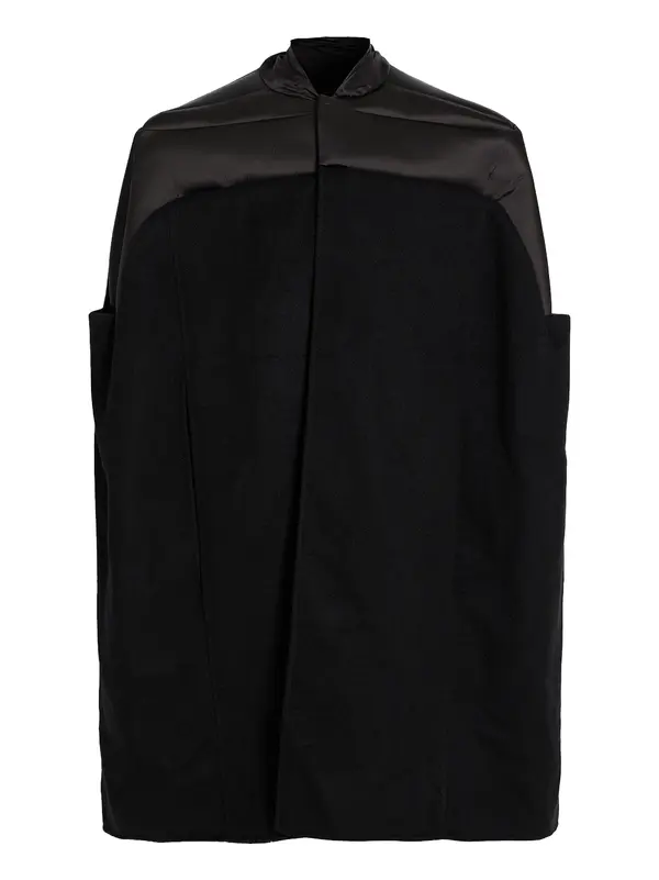 Rick Owens Oversized Quilted Cashmere Cape - Black