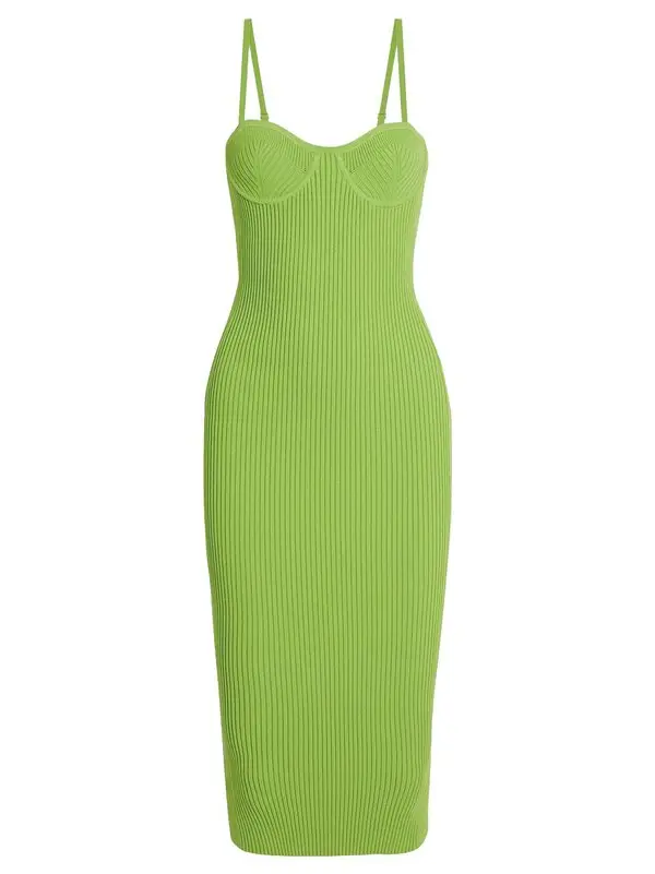 Helmut Lang Ribbed-knit Midi Dress - Lime Green