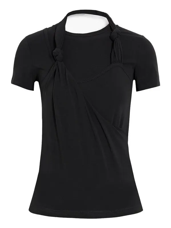 Helmut Lang Knotted Stretch-cotton Jersey Top - Black