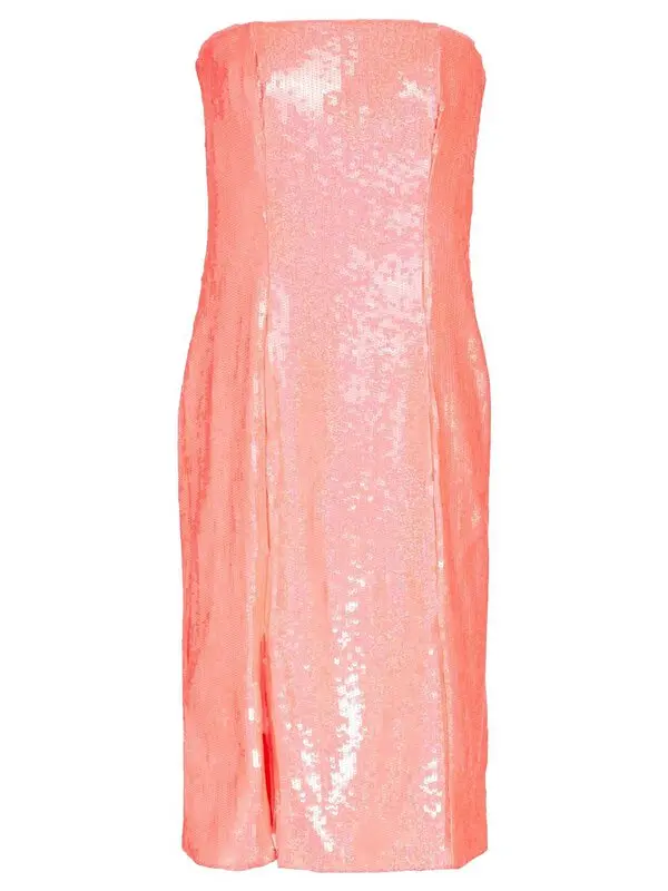 Aidan Mattox Strapless Sequin-embellished Mini Dress - Coral