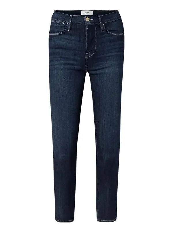 FRAME Le High Cropped Skinny Jeans - Dark Denim