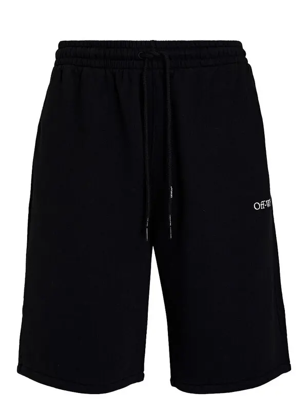 Off-White Printed Cotton-fleece Shorts - Black