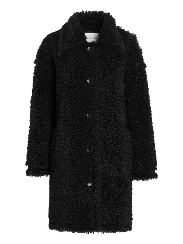 STAND STUDIO Gwen Teddy Fleece Coat - Black