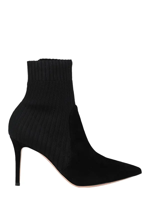 GIANVITO ROSSI Katie Suede-paneled Stretch-knit Sock Boots - Black