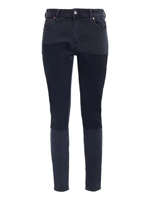 Acne Studios Patchwork-effect Mid-rise Skinny Jeans - Charcoal