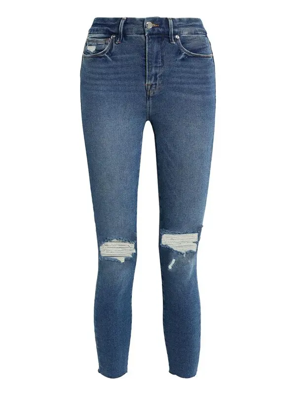 Good American Good Waist Cropped Skinny Jeans - Mid Denim
