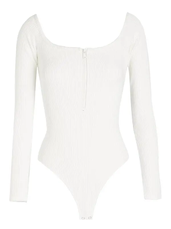 Good American Ribbed Cotton-blend Jersey Bodysuit - White