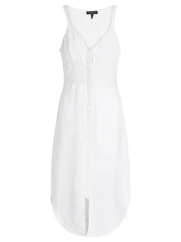 Rag & Bone Criseli Broderie Anglaise Ramie Midi Dress - White