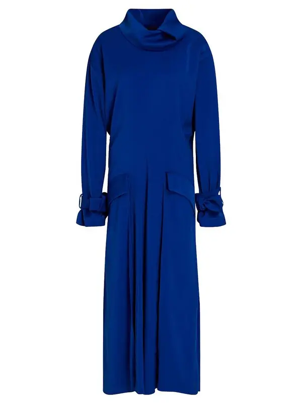 Kenzo Pleated Satin Midi Dress - Cobalt Blue