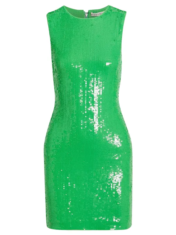 Alice + Olivia Delora Sequined Mini Dress - Green