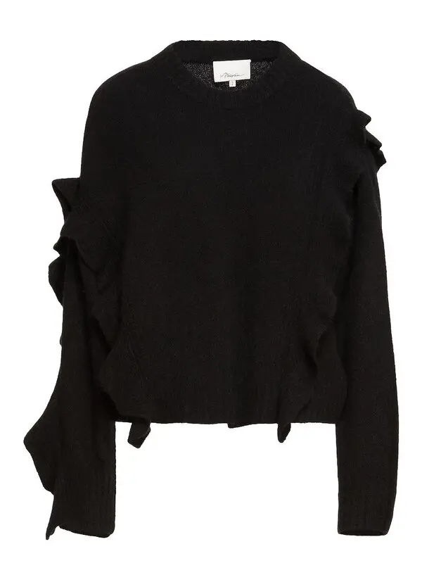 3.1 Phillip Lim Ruffled Brushed Knitted Sweater - Black