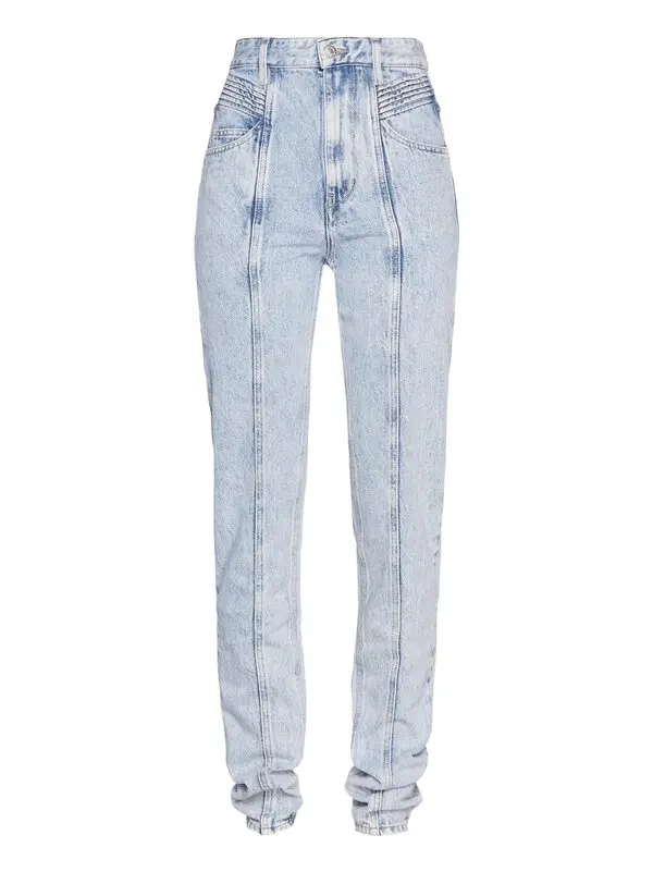 MARANT ETOILE Hominy Pintucked Slim-leg Jeans - Light Denim