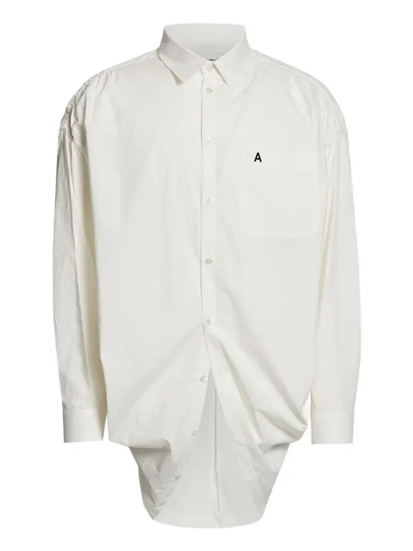 AMBUSH Ruched Embroidered Cottonpoplin Shirt - White